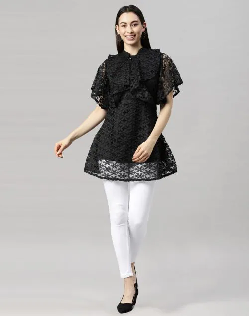 Buy Selvia Women Black Floral Net Top | tops for women | tops | women ...