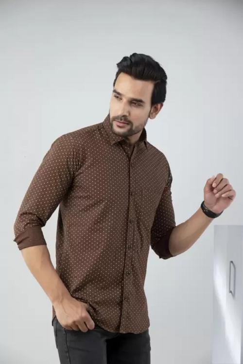 Buy VCOM Men Slim Fit Polka Print Spread Collar Casual Shirt Online at ...