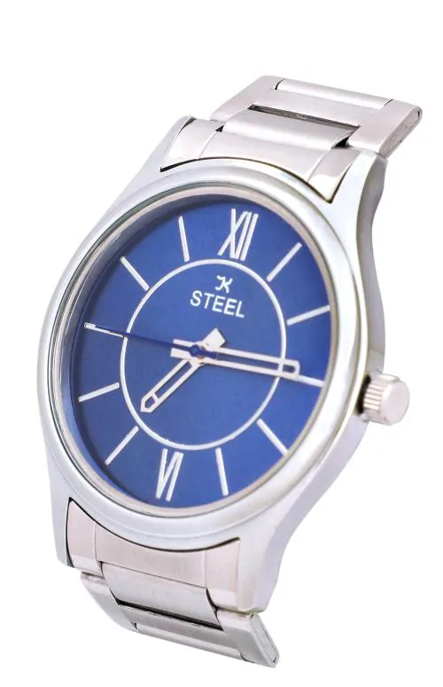 Buy JK STEEL Branded Analogue Quartz Movement Round Unique Design blue ...