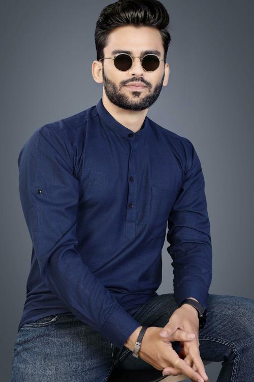 Buy SOPANI Men Solid Straight Kurta (Dark Blue) Online at Best Prices in India - JioMart.