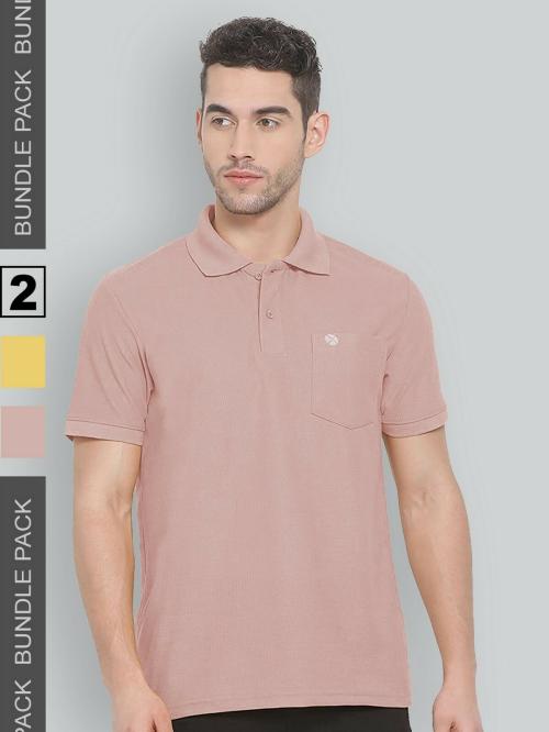 Buy Lux Nitro Combo Pack Pocket Polo T-shirt For Men(Cameo Brown ...