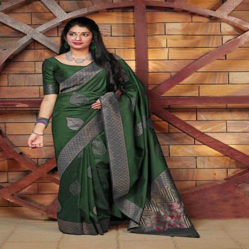 Buy Vrushi's Fashion Present Women's Saree with Blouse Piece (Green ...
