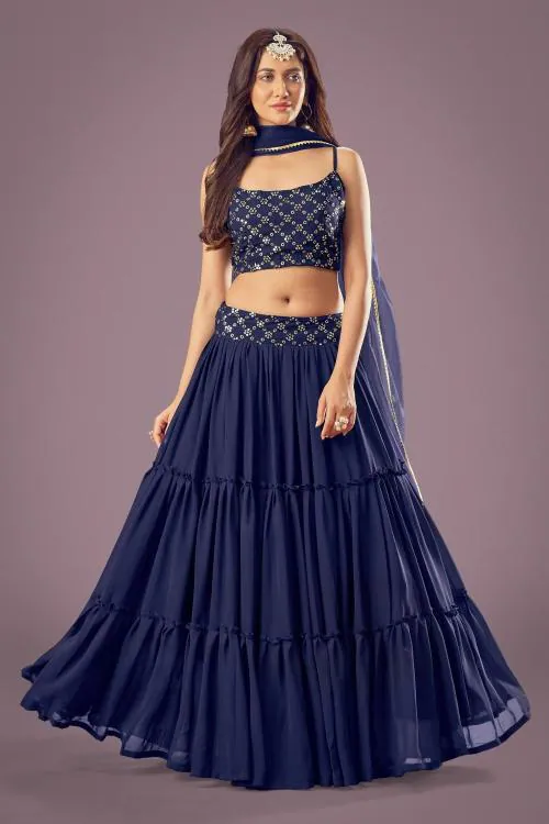 Buy Neel Art Womens Georgette Fabric Lehenga Choli Set Semi-Stitch ...