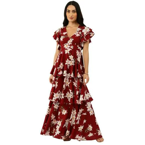 Buy TRENDY DIVVA Women Maroon Floral Dress Online at Best Prices in ...
