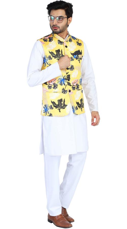Buy Tahvo Men Multicolor Floral Print Cotton Blend Jacket And Pyjama ...