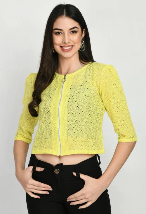 Buy Rayware Women's Crop Shrug in very beautiful Net Design Wirh full ...