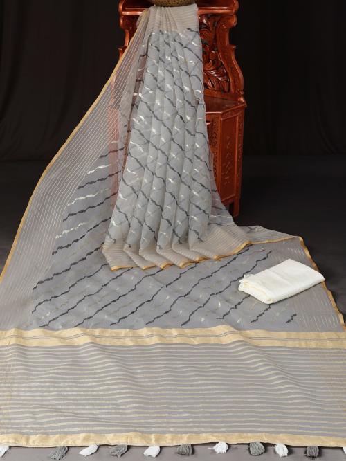 Buy Saree Exotica Organza Grey Colour Saree Double Pigment Print and ...