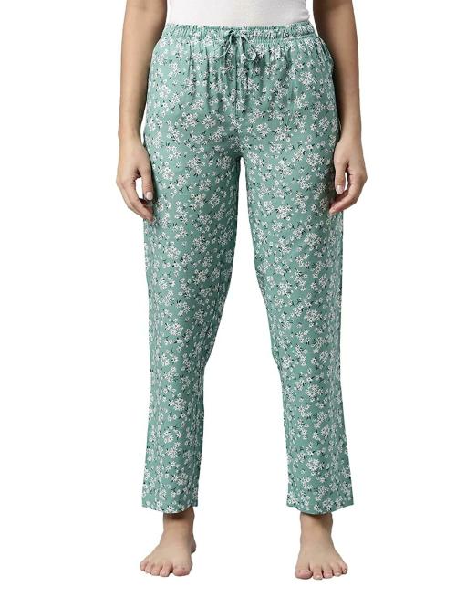 Buy GO COLORS Store Women Green Printed Viscose Pants Online at Best ...