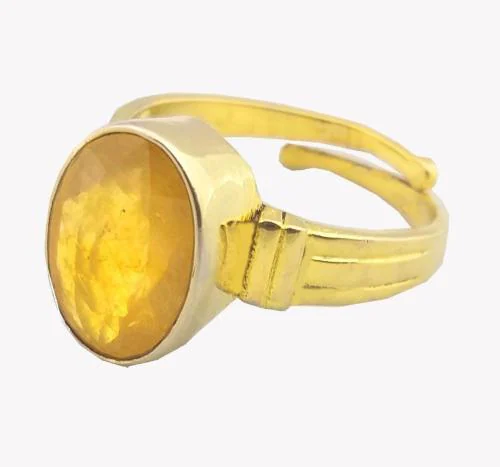 Buy Chopra Gems & Jewellery Gold Plated Brass Sapphire Pukhraj Ring ...