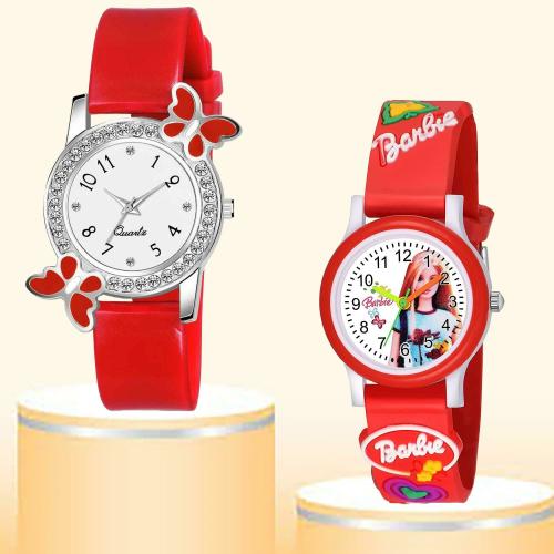 Rozti Analog Red Dial Red Strap Watch for Women (Pack of 2) - JioMart