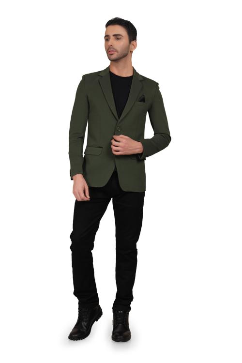 Buy Young club classic Men's Slim Fit Single Breasted Gents Coat-Olive ...