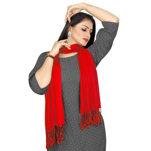 Buy EBADAT Black Solid Stole & Scarf With Tassels Border For Daily And ...