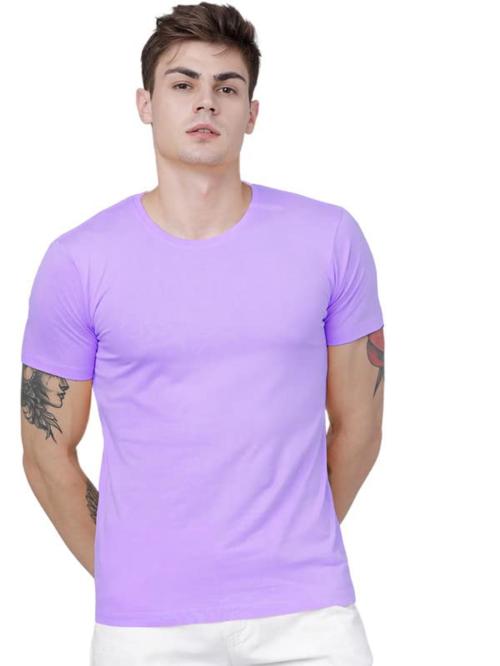 Buy Lazychunks Men And Women Lavender Solid Round Neck T-Shirts Online at Best Prices in India ...
