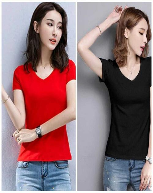 Buy TUSI Solid WomenRound Neck T Shirt Online at Best Prices in India ...