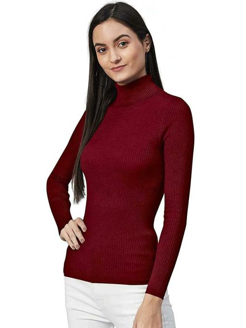 Buy AMNOUR Women Maroon Woollen Winter Sweaters Extra Large Online at ...