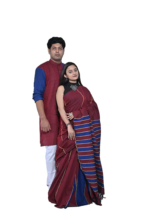 Buy Knowza Cotton Maroon Kurta & Saree Couple set Online at Best Prices in India - JioMart.