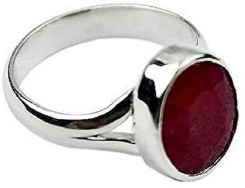Buy Chopra Gems & Jewellery Silver Plated Brass Natural Burma Ruby Manik Gemstone Ring (Men ...