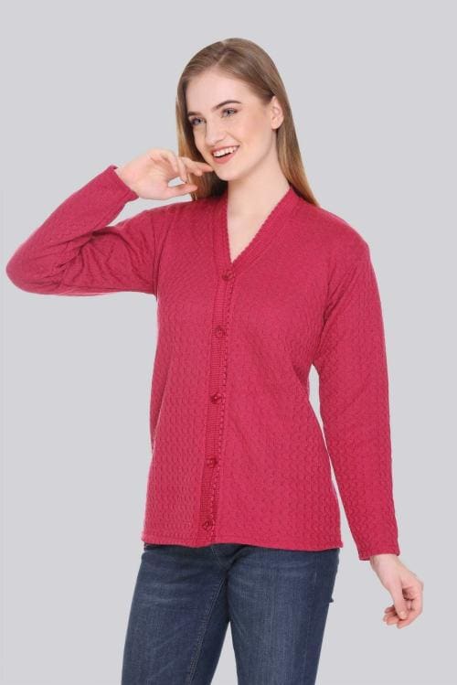 Buy Curious Fashion Women Dark Pink Solid Acrylic Blend Sweater Online ...
