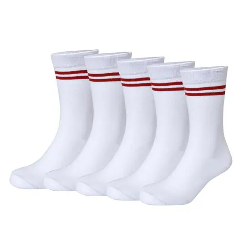 Buy Bizala White Color with Red Stripes Calf Length Cotton School Socks ...