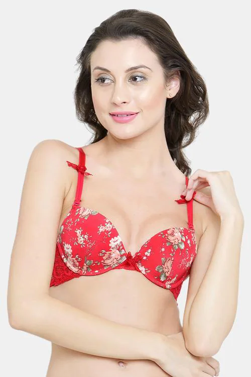 Buy PrettyCat Red Floral Cotton Blend Push-Up Bra For Women (PC-BR-5064) Online at Best Prices ...