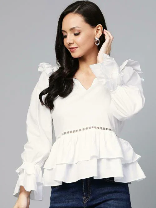 Buy plusS Women White Solid Top Online at Best Prices in India - JioMart.