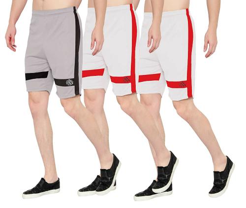 Buy 00RA WITH AS LOGO Men Grey, White Pack Of 3 Running Shorts Online ...