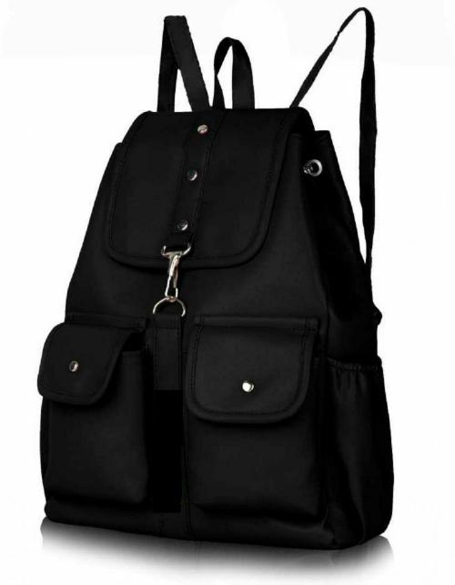 Buy SARA Black PU Leather Backpack 15 L Online at Best Prices in India ...