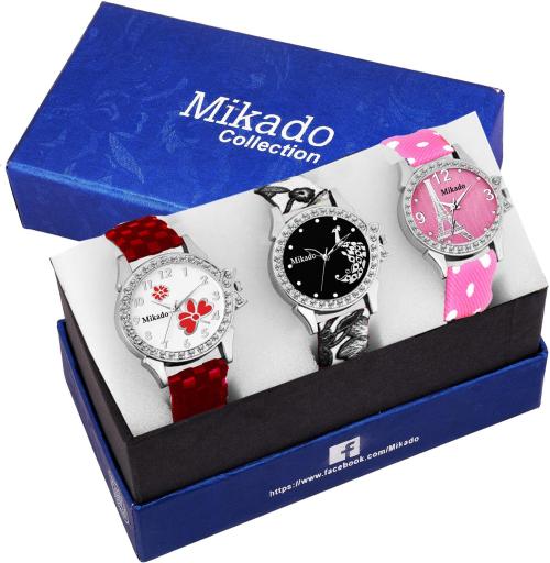 Buy Mikado Analog Multicolor Watch For Girls ,Pack Of 3 Online at Best ...