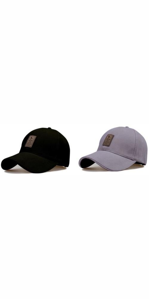 Buy ALAMOS Unisex Black and Grey Ediko Cotton Pack of 2 Baseball Cap ...