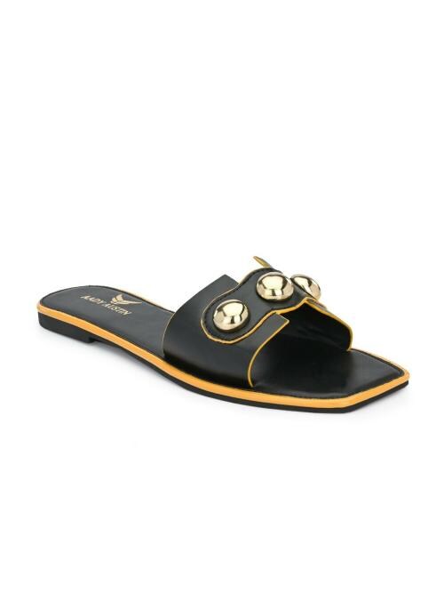 Buy Aady Austin Women's Trendy Black Square Toe Flats Online at Best ...