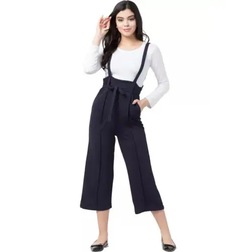 Buy Famiss fashion Polyester Viscose Blend Solid Dungaree Jumpsuit for ...