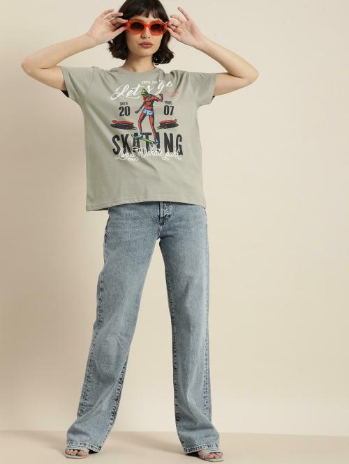 Buy Difference of Opinion Grey Boxy Regular T-Shirt Online at Best ...