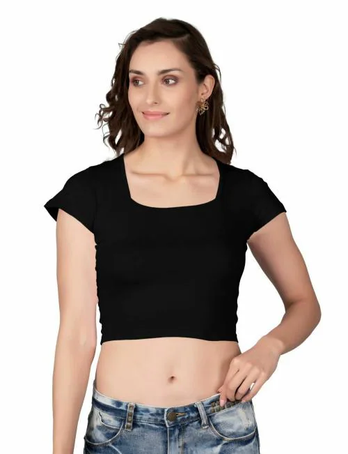 Buy AD2CART VA4105 Women Deep Square Neck Butterfly Sleeve Stylish Crop ...