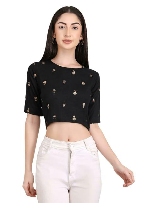 Buy UNFAKENOW Women Black Floral Net Top Online at Best Prices in India ...