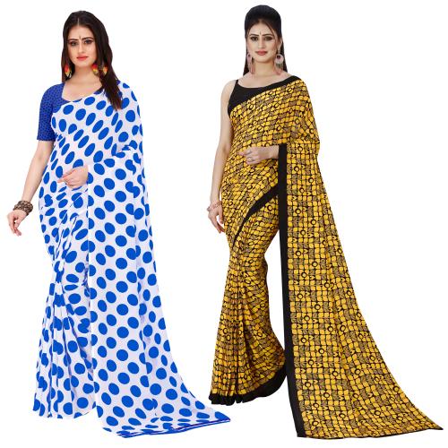 Anand Women Multicolor5 Self Design Pattern Georgette Pack of 2 Saree ...