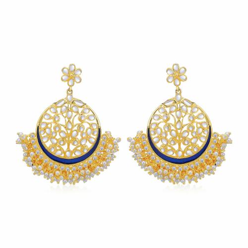 Buy Sukkhi Glorious Pearl Gold Plated Kundan Chandbali Earring for ...