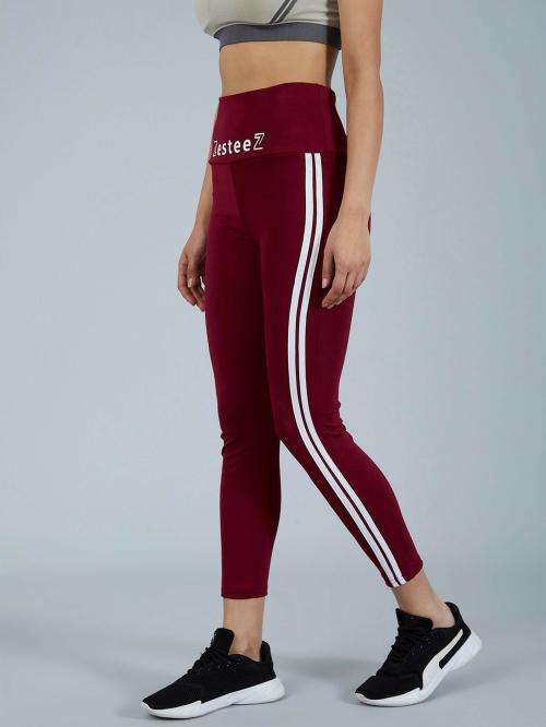 Buy Designer Women Maroon Striped Polyester Blend Tights (L) l Hose l ...
