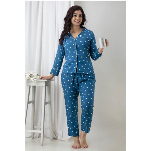 Buy Heavenly Attire Women Printed Rayon Shirt and Pyjama Set Nightsuit ...