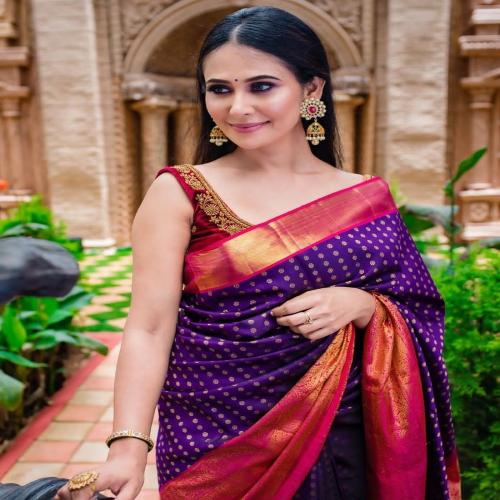 Buy Vrushi's Fashion Present Women's Saree with Blouse Piece (Purple ...