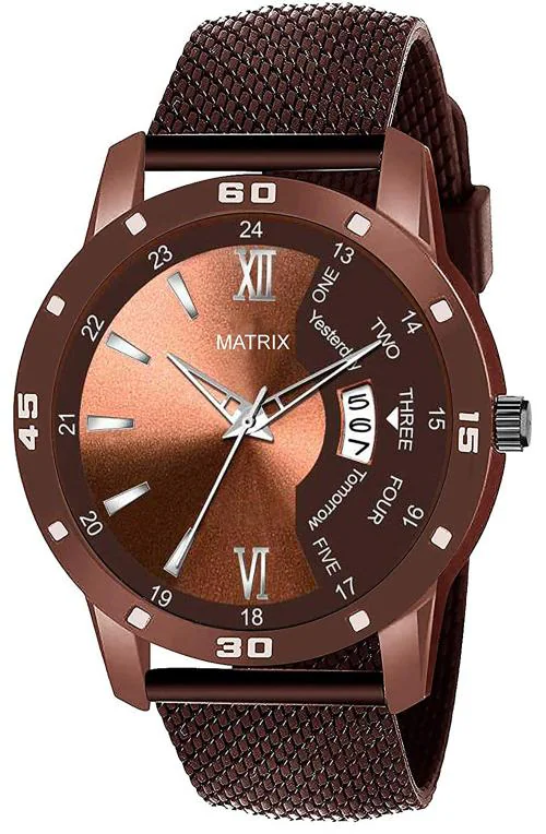 Buy Matrix Timepiece Analogue Men's Watch ( Black Dial & Strap ) Brown ...