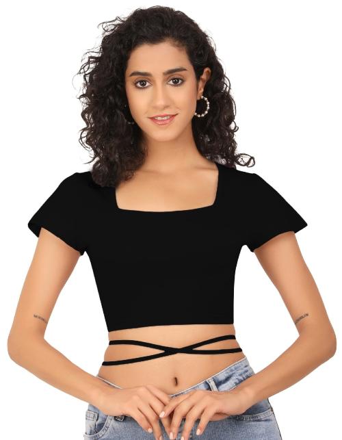 Buy AD2CART A4306 Womens Deep Square Neck Butterfly Sleeve crop top ...