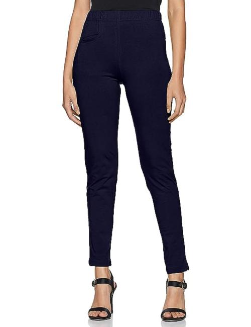 Buy Softline Royal Blue Solid 100% Cotton Leggings Online at Best ...