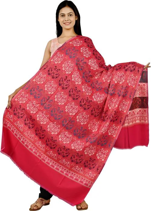 Buy FusFus Women Pink Paisley Wool Shawl - Free Size Online at Best ...