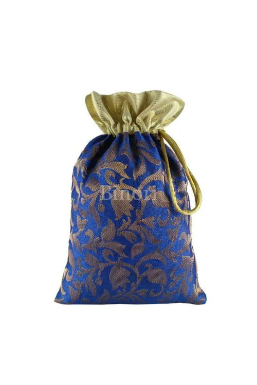 Buy Binori Royal Blue Rajasthani Style Royal Clutch Silk Potli Pack of ...
