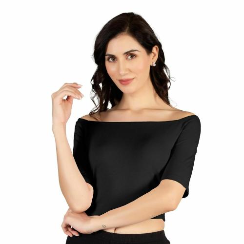 Buy Ad2Cart Women Black Cotton Va4141 Wide Square Neck Crop Top (Xl ...