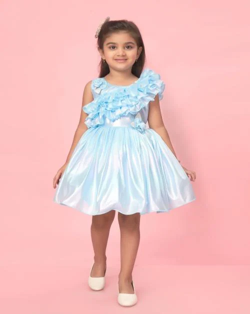 Buy Aarika Girls Firozi Colour Silk Solid Frock Online at Best Prices ...