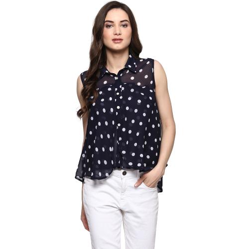 Buy Mayra Women's Black Color Georgette Chiffon Blend Medium Top Online ...