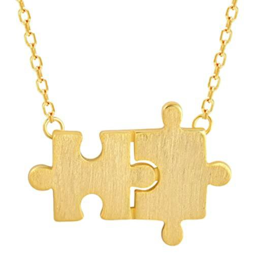 Buy Giva Sterling Silver Golden Jigsaw Puzzle Pendant For Women Online ...