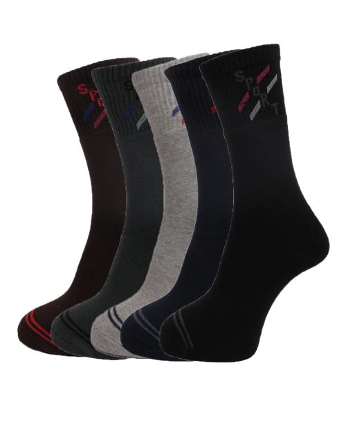 Buy DOLLAR Men's Multicolor Solid Cotton Blend Pack of 5 Full-length ...