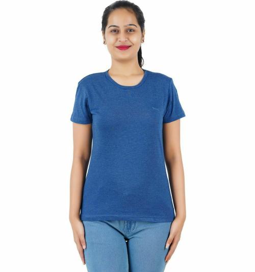 Buy Frang Women Dark Blue Round Neck T-Shirt _(XXL) Online at Best ...